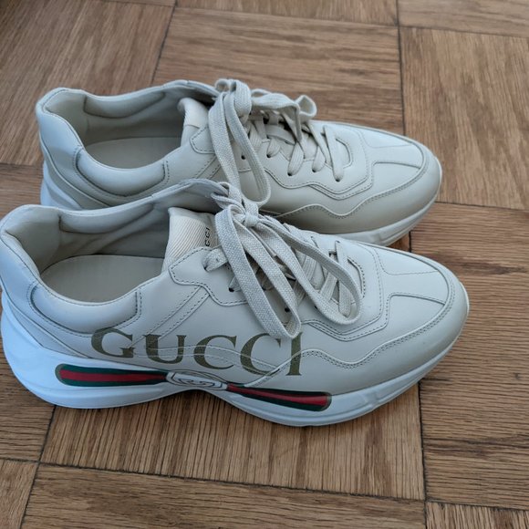 Gucci | Shoes | Gucci Rhyton Sneakers Sz 8 Beige Logo | Poshmark